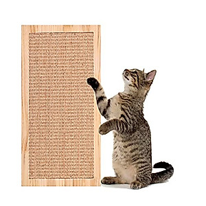Cat Scratcher Pad Wooden Cat Scratching Board with Durable Sisal Mat, Wall Mounted or Floor Use, Cat Scratch Pad Board Cat Scratching Post for Indoor Cat Kitten, Protect Furniture from Cat Scratching
