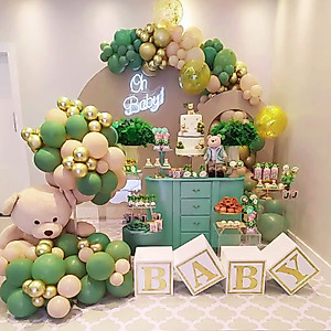 RUBFAC 87pcs Sage Green Balloons Different Sizes 18 12 10 5 Inches for Garland Arch, Premium Green Latex Balloons for Birthday Party Wedding Baby Shower Eucalyptus Themed Party Decorations