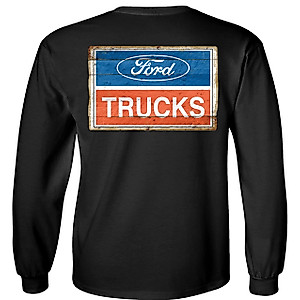 Fair Game Red White Blue Sign Ford Trucks Long Sleeve Shirt Patriotic F150 Truck Logo-Black-XL