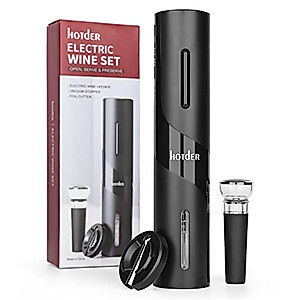 Hotder Electric Wine Opener, Automatic 3-in-1 Wine Bottle Opener Kit, Battery Operated Electric Corkscrew, Foil Cutter, Wine Plug, As Gift for Wine Lovers, Suitable for Home, Bar and Party