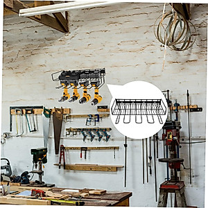 CHILDWEET Tool Storage Box Drill Holder Wall Mount Peg Board Organizer Accessories Power Tool Organization Wire Management Rack Garage Tool Wall Organizer Workshop Pegboard Tools Iron Black