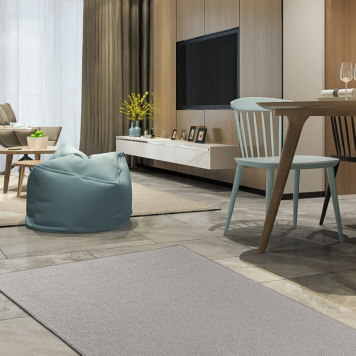 Furnish my Place Abstract Contemporary Striped Pattern Modern Plush Two Tone High Low Pattern Rug Carpet, Hallway Entry Carpet, Contemporary Runner Rug, Made in USA - Iconic Grey, 2' x 12'