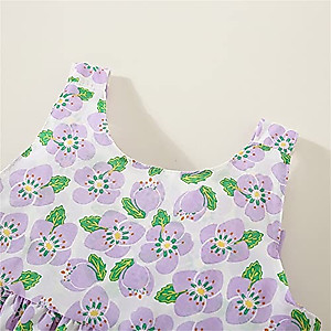 Toddler Baby Kids Girls Floral Flowers Princess Dress Hat Outfits Sundress 2pcs Set(Purple, 2-3 Years)