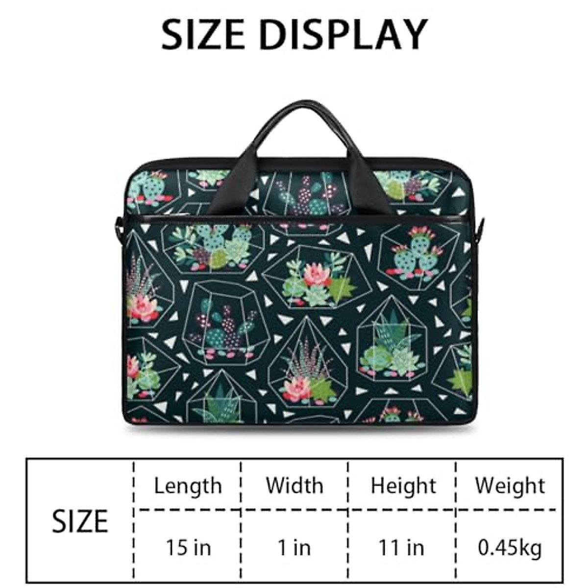 Cactus Laptop Computer Bag Waterproof Shoulder Messenger Bag 13-15 inch Durable Laptop Tote Bag with Shoulder Strap Handle Lightweight Crossbody Briefcase