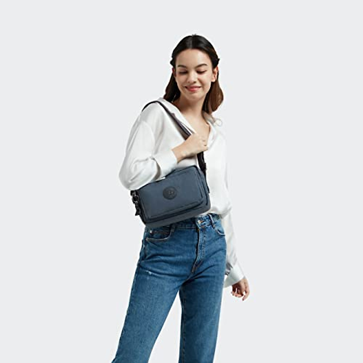 Kipling Women's Abanu Medium Crossbody Bag, Lightweight, Adjustable Waist Pack with Multi-Compartment Zip Pockets, Nocturnal Grey