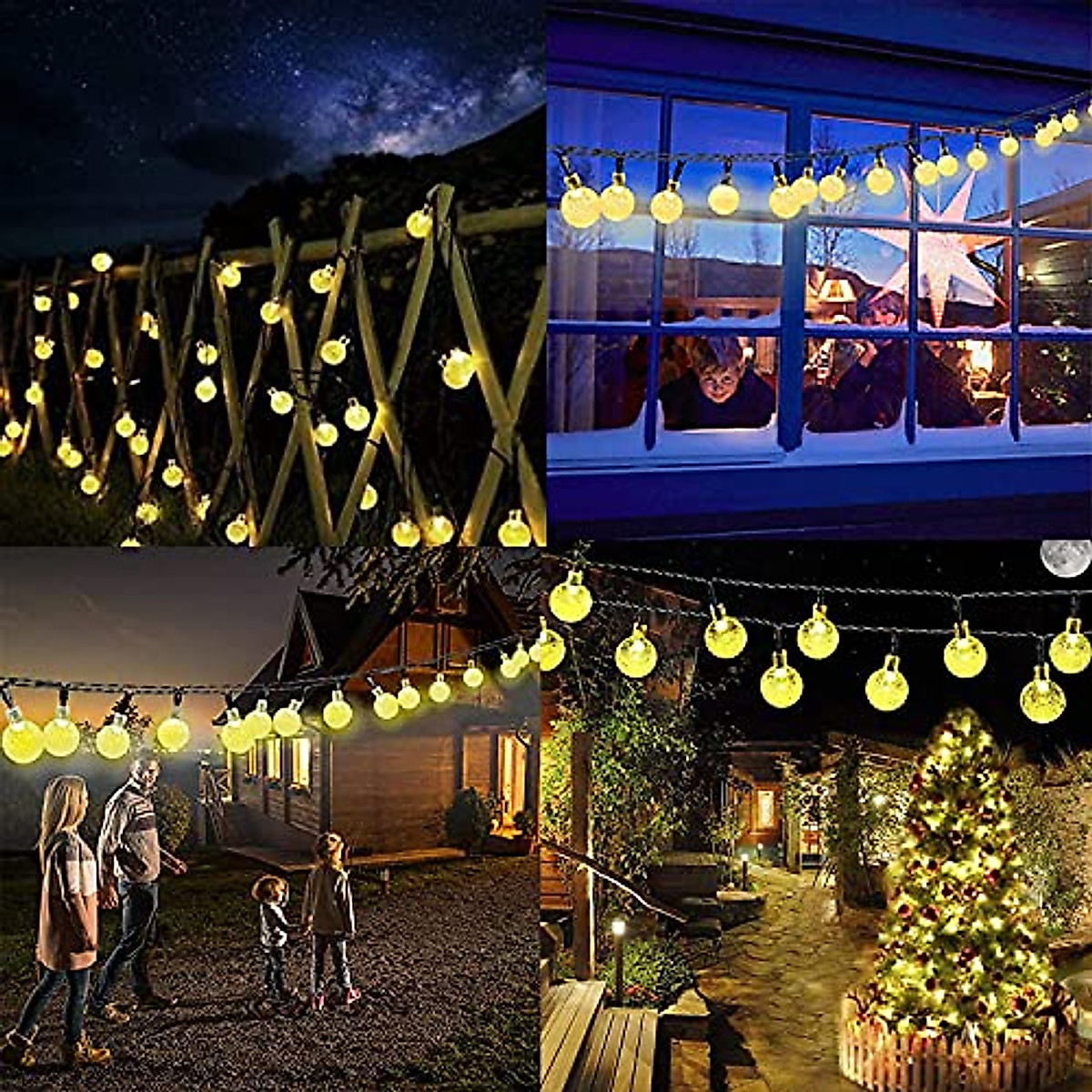 WHEEJE String Lights Solar Garden Lights Outdoor Waterproof 50LED Fairy Lights 8 Mode 7M Solar String Light for Garden Patio Yard Home Christmas for Wedding/Party/Curtain/Garden