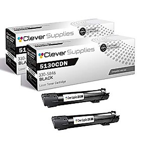 CS Compatible Toner Cartridge Replacement for Dell 5130CDN 330-5846 Black Color Laser 5120cdn 5130cdn 5140cdn Toner Cartridge 2 Black Set