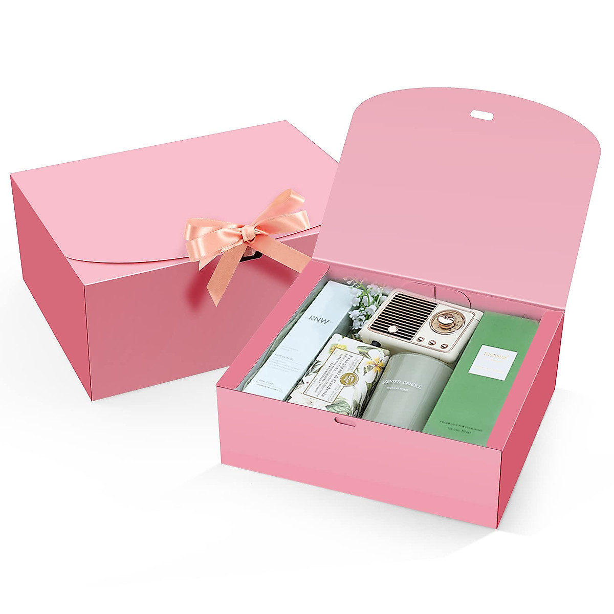 PEKGRIL 15 PCs Gift Boxes with Lids, Pink 10X8X4 Inch Gift Boxes, Bridesmaid Proposal Box with Ribbon, Kraft Paper Boxes for Wedding, Packaging, Present, Birthday, Christmas, Party