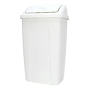 KnoRRS 13 Gallons Plastic Kitchen Swing Top Trash Can for Kitchen, Home, Bedroom, Bathroom,Office, White