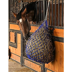 Harrison Howard Slow Feed Hay Net for Horses with 2"x2" Mesh Holes Goat Feeder Blue 40-Inch