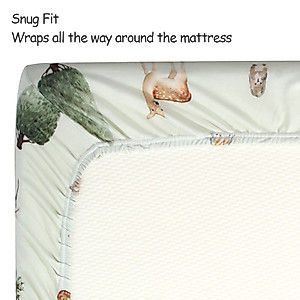 Hello Pawa! Standard Size Baby Mini Crib Sheets Animal Pattern Soft 100 Percent Cotton Fitted - Comfortable and Cozy Pack n Play Sheets for Girls, New Born Babies and Toddlers