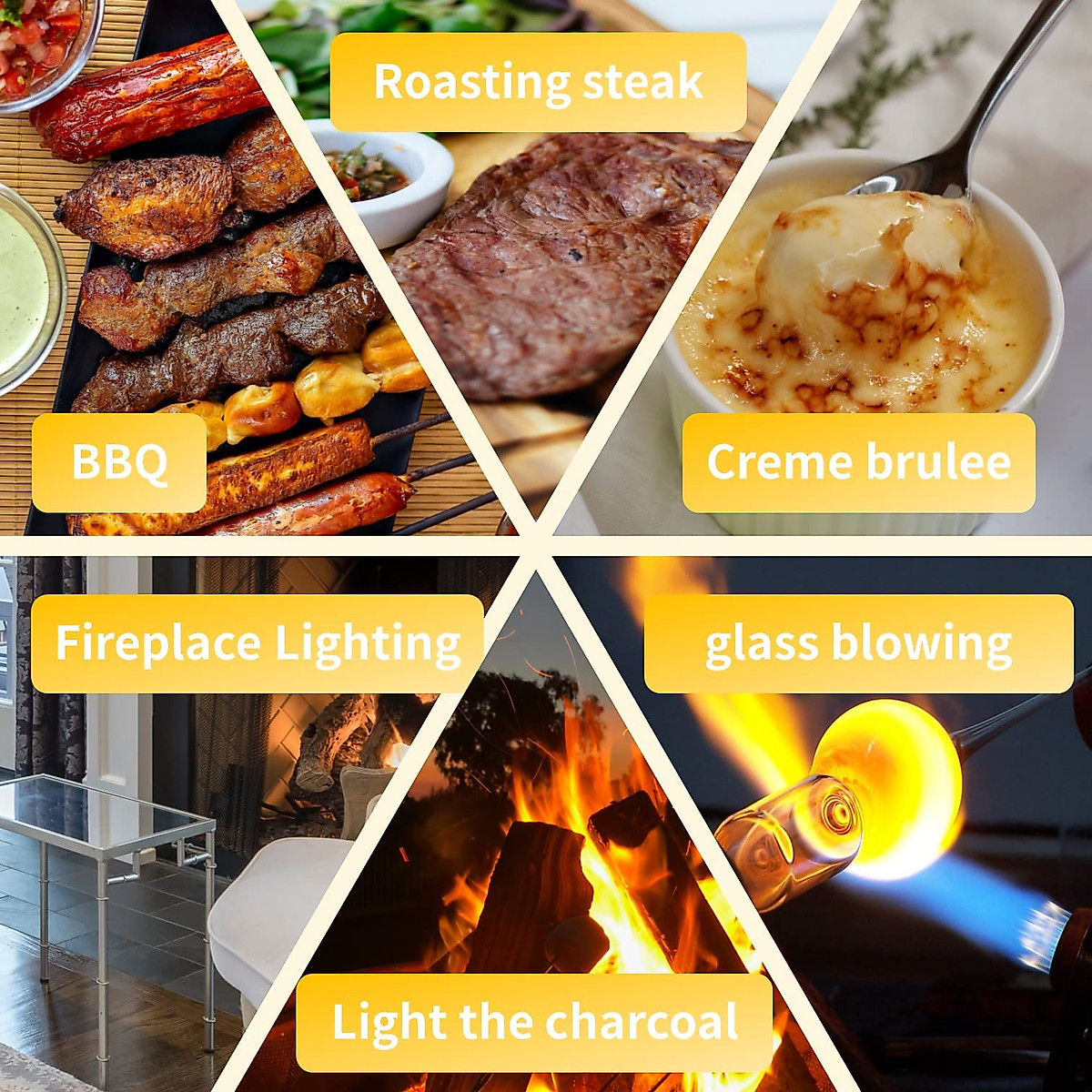 Cooking Propane Torch, Adjustable Kitchen Torch, Portable Flame Thrower Fire Gun, Used for Cooking, Steak, BBQ, Campfire (Stand included, Tank not included)