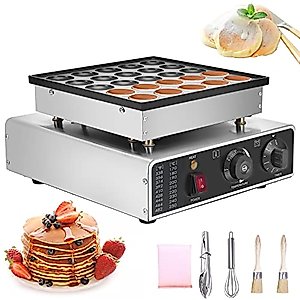 Panghuhu88 25Pcs Mini Dutch Pancake Maker, 950W Electric Non-stick Muffin Maker Machine, Poffertje Maker Dorayaki Pancake Maker Machine for Bakery Home and Kitchen Restaurant Snack Bar (US Plug 110V)