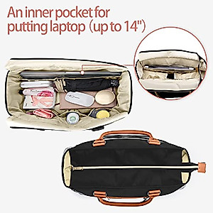 LUXJA Breast Pump Bag with Breastmilk Cooler Bag (Fits Four 5-Ounce Breastmilk Bottles), Breast Pump Tote with Pockets for Cooler Bag and Laptop (Compatible with Most Major Breast Pump), Black