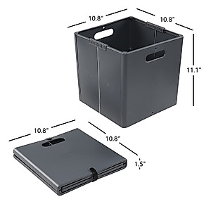 Gloreen 4 Pack Collapsible Storage Cubes, Foldable Storage Bin, Grey