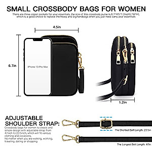 YINHEXI Small Crossbody Bags Purses for Women, Mini Crossbody Cell Phone Purse Wallet for Women and Men, Shoulder Bag (Black)