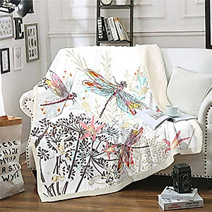 Feelyou Dragonfly Throw Blanket Caring Gift for Women Girls Soft Cozy Kids Toddler Blanket for Birthday Christmas Valentines Gifts 50"x60"