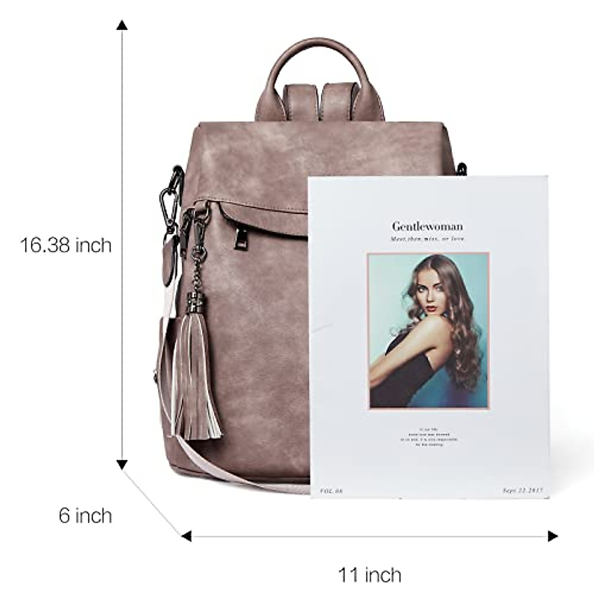 Telena Backpack Purse for Women PU Leather Anti Theft Large Ladies Fashion College Shoulder Bag with Women Wallets