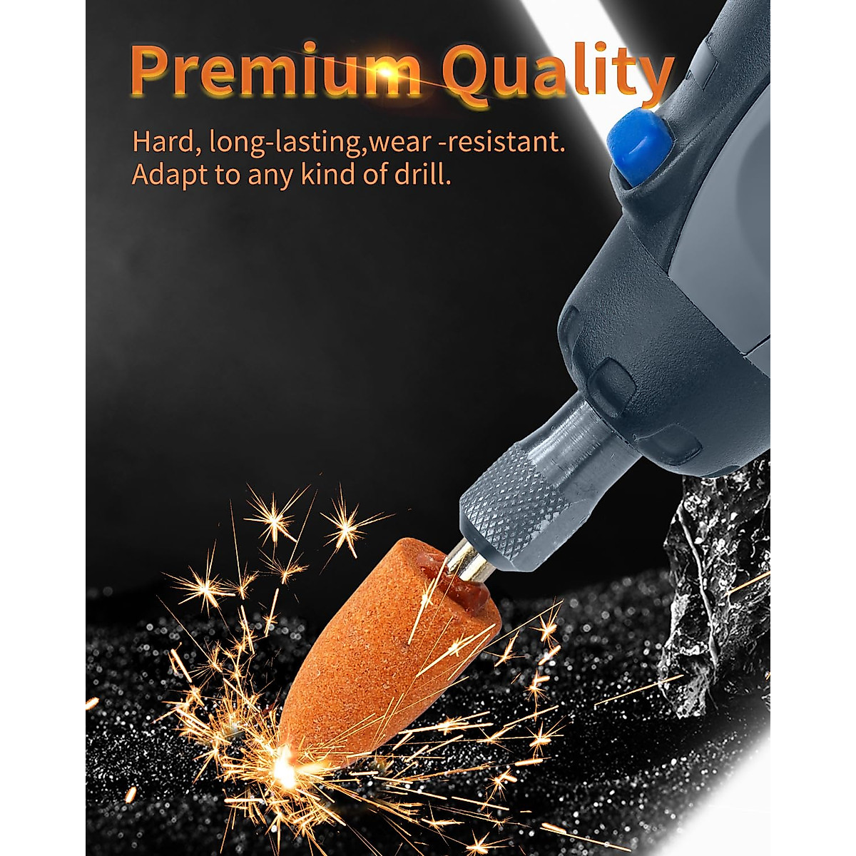 ZORUNNA 120Pcs Sanding Bits for Dremel Rotary Tool, Strong Grinding Stones Bits with 1/8" Shank, Aluminum Oxide Sanding Accessories to Polish Sharpen Jade, Rust and Metal(3 Sizes).