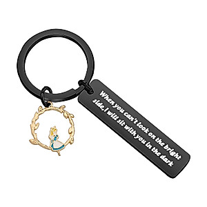 SEIRAA Fairy Tale Gift When you Can't Look on the Bright Side I Will Sit With You in The Dark (black Alic keychain)