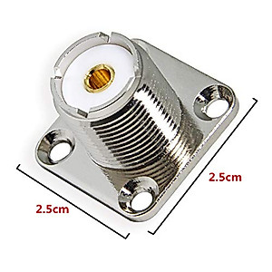 UHF Panel Mount, 5-Pack Female SO239 Chassis Mount 4-Hole Jack Flange Solder Cup RF Coax Connector for J Pole Antenna, 1/4 Wave Antenna, Ground Plane Antenna