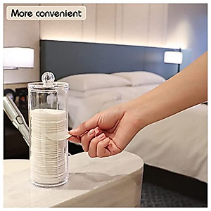 Qihomy Cosmetic Cotton Pads Storage Rack - Large Capacity Qtip Dispenser Holder Transparent Acrylic Storage Organizer Containers Cotton Rounds Display Rack With Lid (7.48 x 2.76 x 2.76 inches)