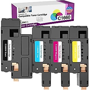 Limeink 4 Pack Compatible High Yield Laser Toner Cartridges Replacement for Dell C1660 4G9HP (1 Black, 1 Cyan, 1 Magenta, 1 Yellow) Compatible with C1660 C1660W C1660cnw 1660 1660W 1660cnw Printers