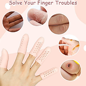 16Pcs Gel Finger Cots with Air Holes, Gel Finger Protectors Finger Covers Protection for Finger Tips, Breathable Finger Covers Finger Caps Gloves Finger Protectors for Wound, Finger Cracking