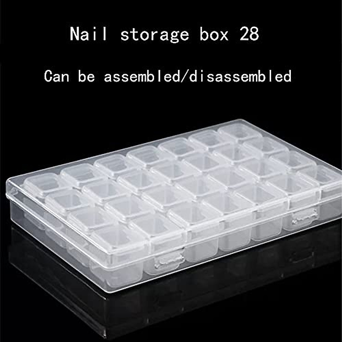 SULLMAR 3PCS 28 grids Rhinestone Box Diamond Picture Box Plastic Jewelry Storage Box Storage Container Gem Container Nail Tools Storage Box DIY Art Craft Nail Art Small Jewelry Bead Storage