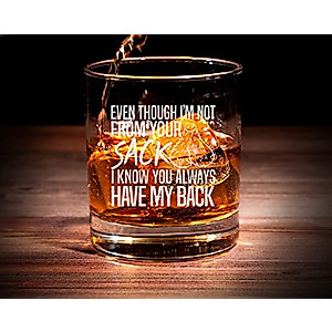 CARVELITA I Know You Always Have My Back Whiskey Glass - 11oz Old Fashion Bourbon Rocks Glass - Bonus Dad Gifts - Step Dad Gifts - Birthday Gifts For Stepdad - Stepdad Gifts - Sarcastic Gifts