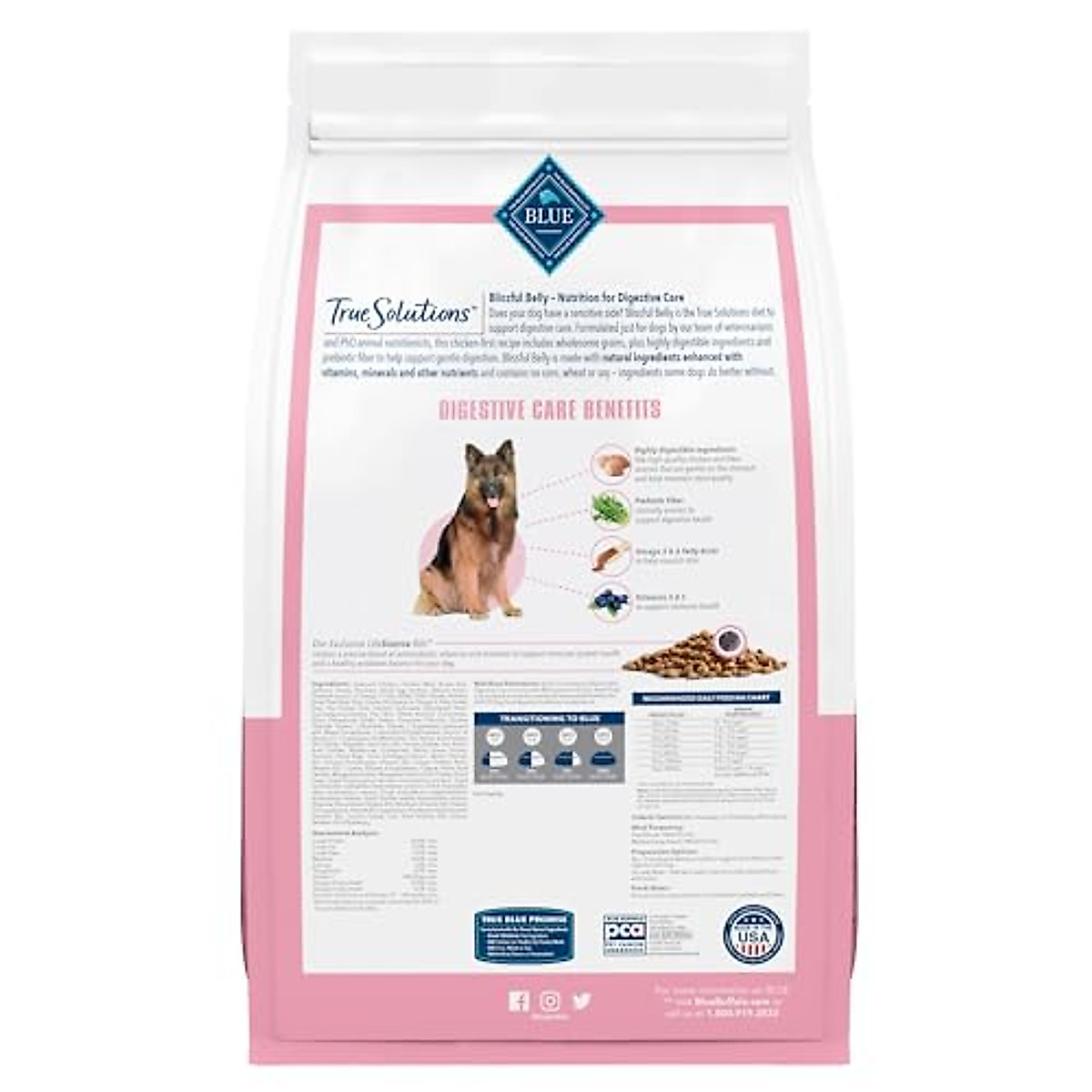 Blue Buffalo True Solutions Blissful Belly Digestive Care Natural Dry Food for Adult Dogs, Chicken, 11-lb Bag