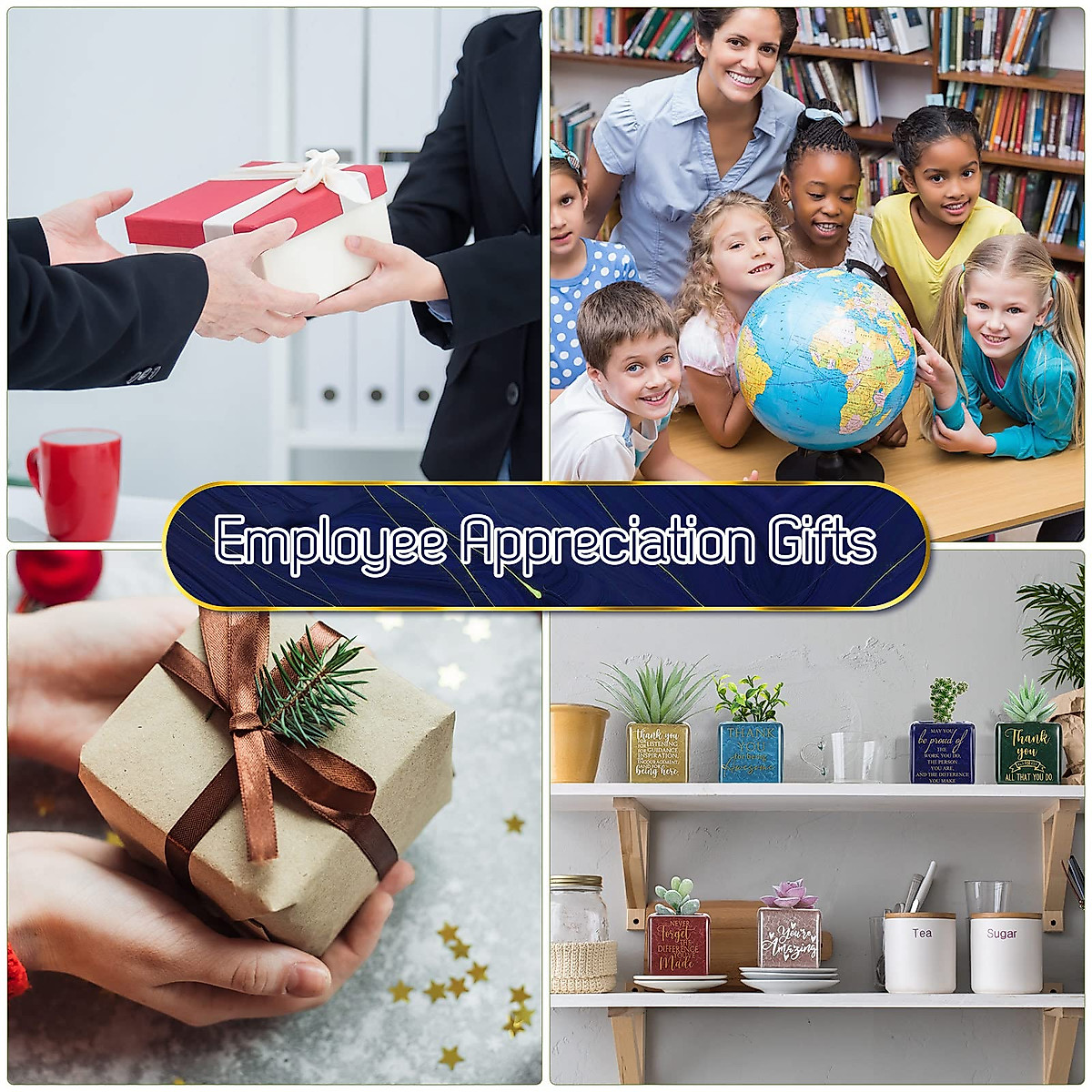 Sieral 6 Pcs Teacher Plant Gifts Thank You for Helping Me Grow Gifts Succulent Pots Appreciation Gifts for Employee Volunteer Ceramic Plant Pots with Drainage Holes, Plants Not Included(2.56 Inch)