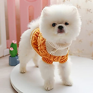 HOUKAI Small Dog Cat Knited Sweater Dog Jumper with Puppy Hoodie Winter Warm Clothes Apparel (Color : Yellow, Size : XL Code)