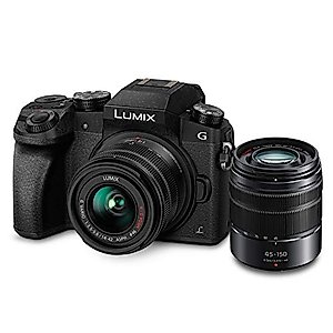 Panasonic Lumix G7 4K Digital Mirrorless Camera Bundle with Lumix G Vario 14-42mm and 45-150mm Lenses, 16MP, 3-Inch Touch LCD, DMC-G7WK (USA Black)