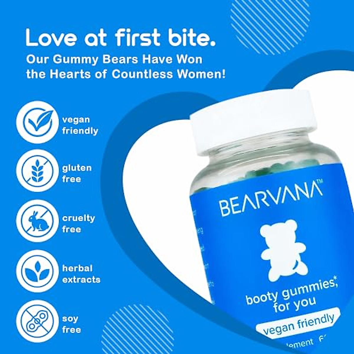 BEARVANA Bum Support Gummies for Women | Workout Enhancement | Berry Flavored | Multivitamins | Natural Botanical Blend | Tone Curves | Boost Confidence | Women’s Fitness Supplement (60 Count)