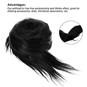 MECCANIXITY Faux Fur Fabric Square, 59x2 Inches Furry Fur Cuts Patches Plush Rug Chair Cover Seat Cushion Pad Black for Crafts Christmas Decoration Pack of 2