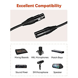 CableCreation XLR Microphone Cable, 6 FT XLR Male to XLR Female Balanced 3 PIN Mic Cables, Black
