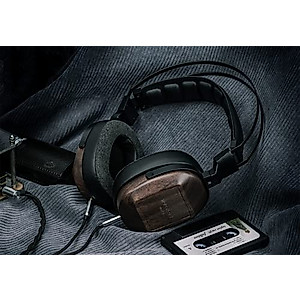 Linsoul BLON B60 50mm Beryllium-Coated Diaphragm HiFi Over-Ear Close-Back Headphone with Wooden Faceplate, Copper Cable, Stainless Leather Headband for Studio Musician Audiophile (BL-B60, Black)