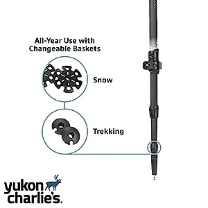 Yukon Charlie's Carbon Lite Trekking Poles, Fast Lock Adjustment System, Trekking and Snow Baskets Included