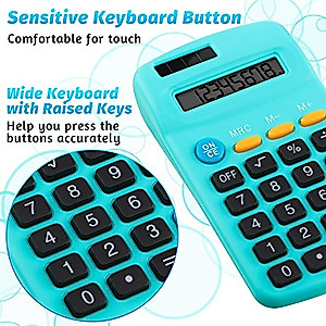 Pocket Size Calculator 8 Digit Display Basic Calculator Solar Battery Dual Power Mini Calculator for Desktop Home Office School Students Kids, 6 Colors (18 Pieces)