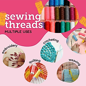 Incraftables Sewing Thread Assortment (24 Pcs Set). Best Polyester Thread for Sewing Machine (360ft per Spool). All Purpose Kit for DIY Embroidery, Quilting & Hand Stitching