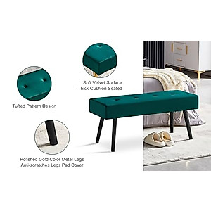 Homedot Bench for Entryway, Upholstered Dining Bench with No Arms Accent Bench Elegant Velvet Living Room Bench Tufted with Strong Metal Legs for Unisex