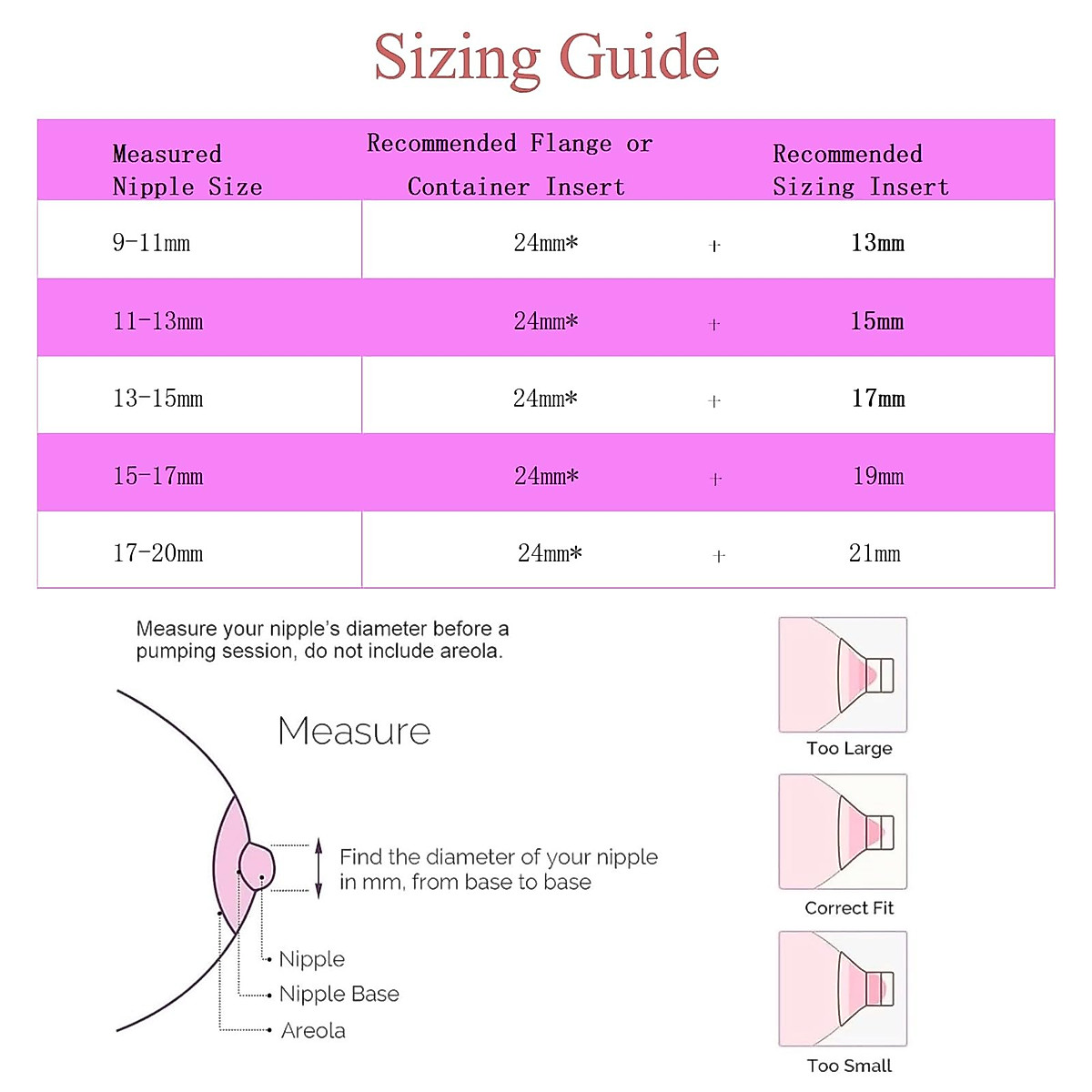 6pcs Flange Insert 17/19mm Compatible with Medela/Spectra/Elvie/Momcozy/TSRETE/Willow/KISSBOBO/MomMed/Bellababy Breastpump 24mm Breast Shields/Flanges.Reduce 24mm Niple Tunnel Down to 17/19mm,3pc/Each