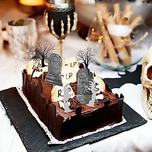 Whaline 37Pcs Halloween Cupcake Toppers Zombie Hand Tombstone Graveyard Cake Toppers Scary Halloween Toothpick Flags Table Centerpiece for Halloween Birthday Party Supplies Dessert Decorations