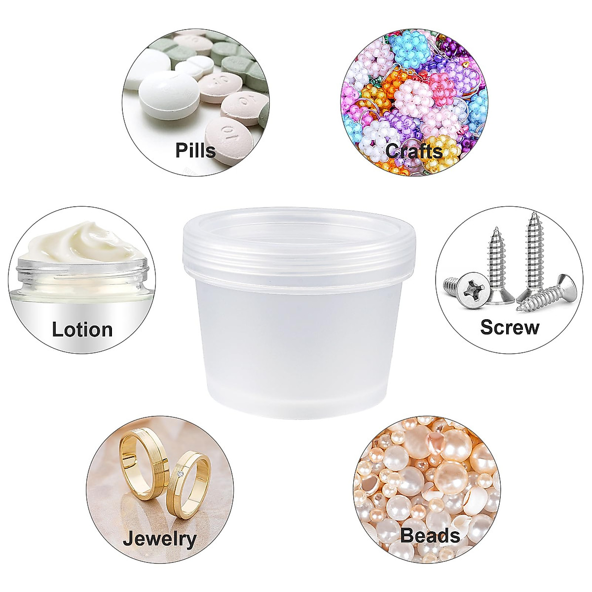 Cosywell Plastic Cream Jars 3.4oz/100ml Travel Containers for Toiletries Empty Cosmetic Pot Jars 4 Pieces Refillable TSA Approved Leak-proof Travel Size Accessories with Lids（Clear）