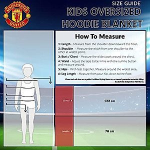 Manchester United FC Fleece Hoodie Blanket for Boys Teenagers One Size Kids Oversized Hoodie Man United Gifts for Boys (Black)