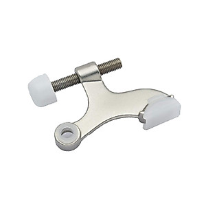 QCAA Hinge Pin Door Stopper, Zinc Die Cast, Satin Nickel, with White Rubber Bumper Tip, 2 Pack, Made in Taiwan