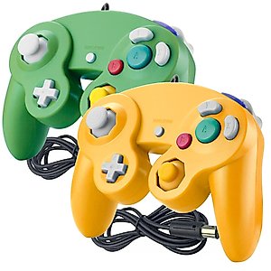 Reiso Gamecube Controller, 2 Pack NGC Classic Wired Controller for Wii Game cube Console (Orange and Green)