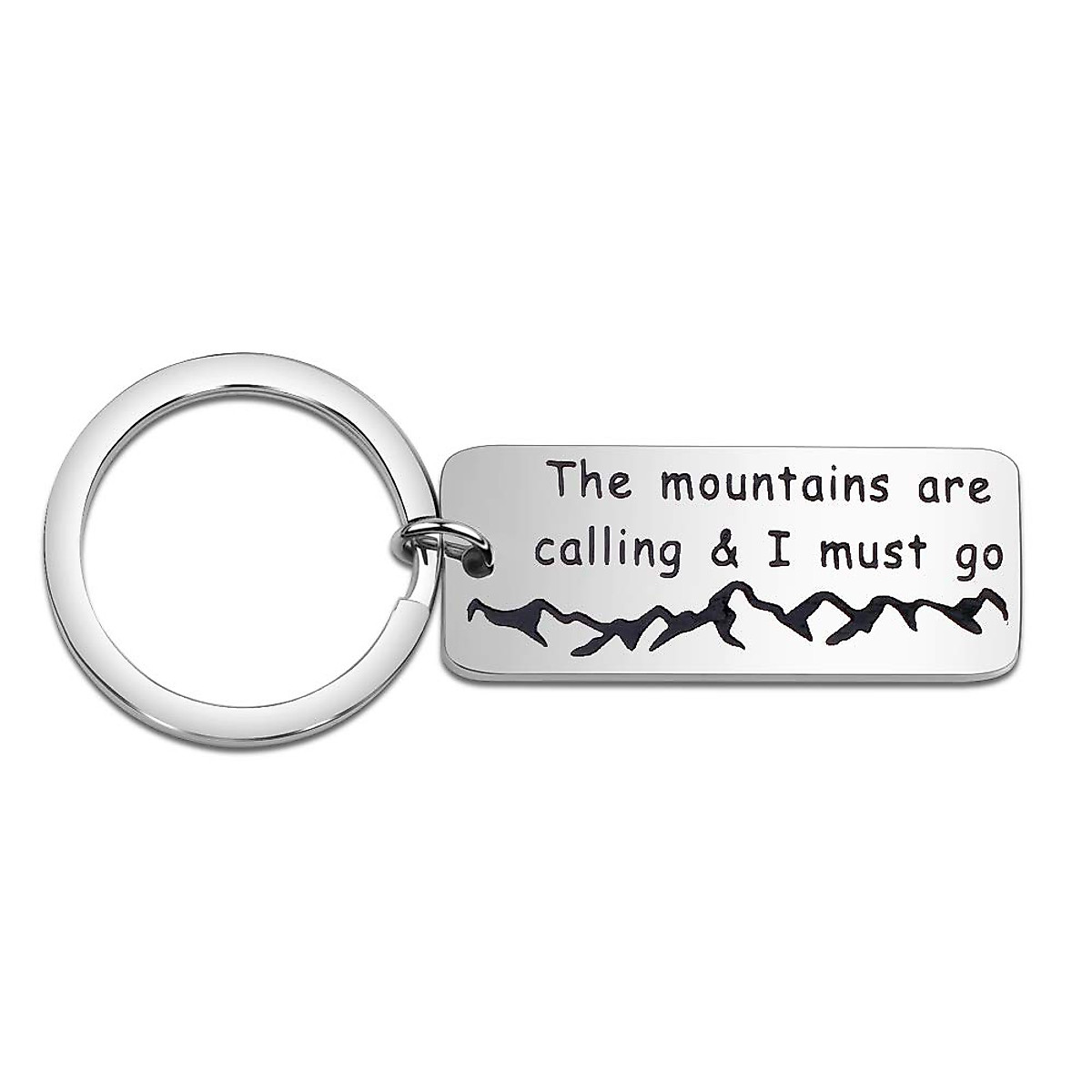Detailed The Mountains are Calling and I Must Go Keychain Mountain Hiking Outdoor Adventure Travel Gift (keychain)