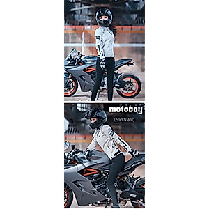 Women's Motorcycle Jacket Summer Breathable Motorbike Moto Jacket Riding Ladies Clothing with removable protective gear (White, XXXL)